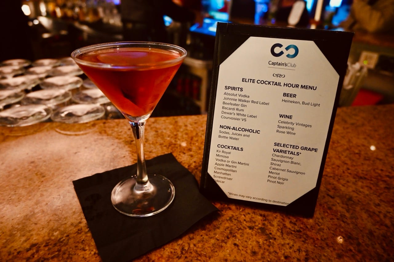 Celebrity Elite Cocktail Hour Menu (2026) - Candid Cruise and Travel