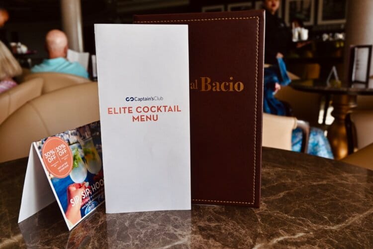 Celebrity Elite Cocktail Hour Menu (2026) - Candid Cruise and Travel